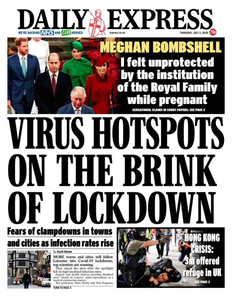 Daily Express Front Page 2nd of July 2020 - Tomorrow's Papers Today!