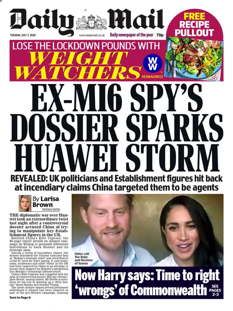 Daily Mail Front Page 7th of July 2020 - Tomorrow's Papers Today!