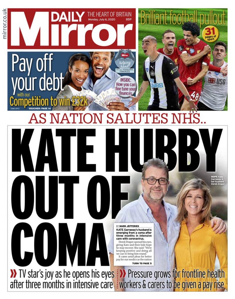 Daily Mirror Front Page 6th of July 2020 - Tomorrow's Papers Today!