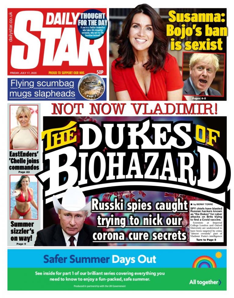 Daily Star Front Page 17th of July 2020 - Tomorrow's Papers Today!