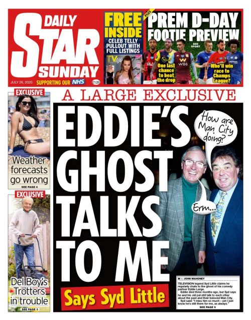 Daily Star Sunday Front Page 26th of July 2020 - Tomorrow's Papers Today!