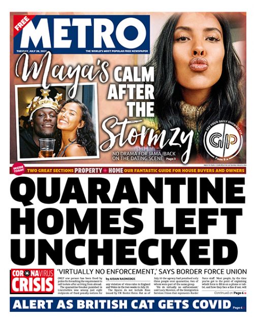 Metro Front Page 28th of July 2020 - Tomorrow's Papers Today!