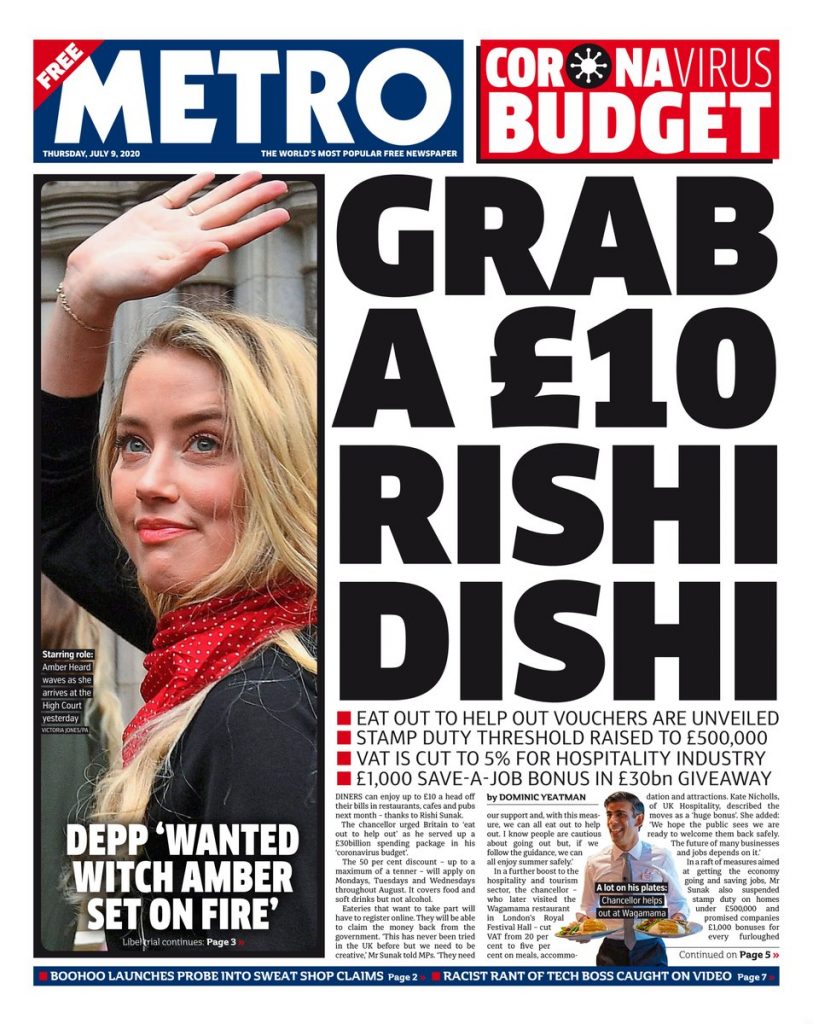 Metro Front Page 9th of July 2020 - Tomorrow's Papers Today!
