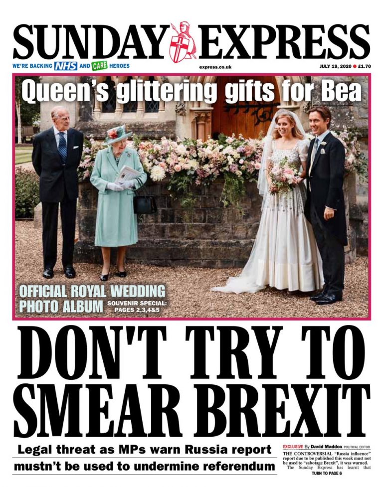 Sunday Express Front Page 19th of July 2020 - Tomorrow's Papers Today!
