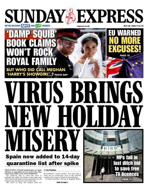 Sunday Express Front Page 26th of July 2020 - Tomorrow's Papers Today!