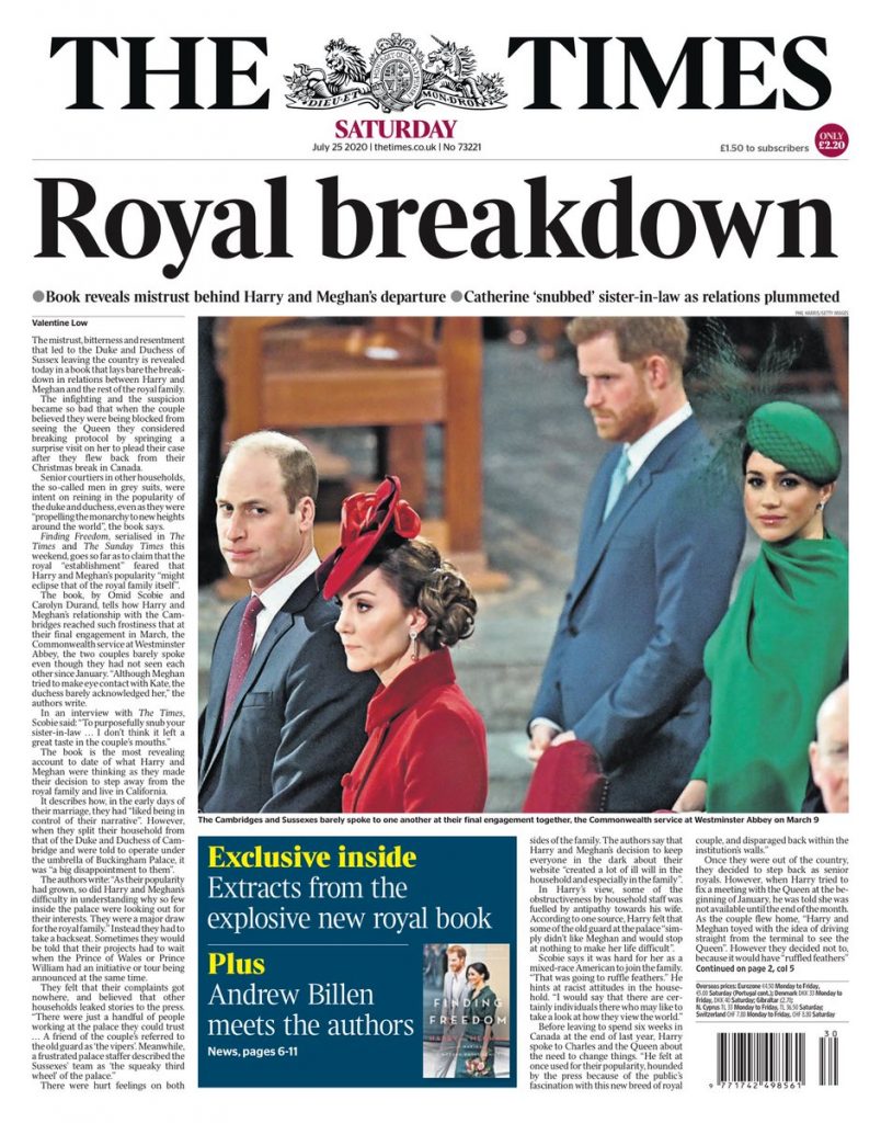 Times Front Page 25th of July 2020 - Tomorrow's Papers Today!