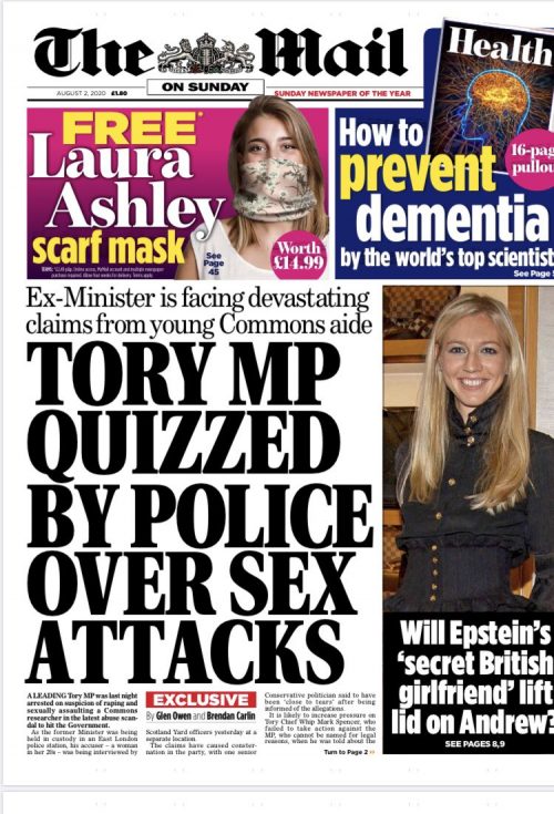 Sunday Mail Front Page 2nd of August 2020 - Tomorrow's Papers Today!