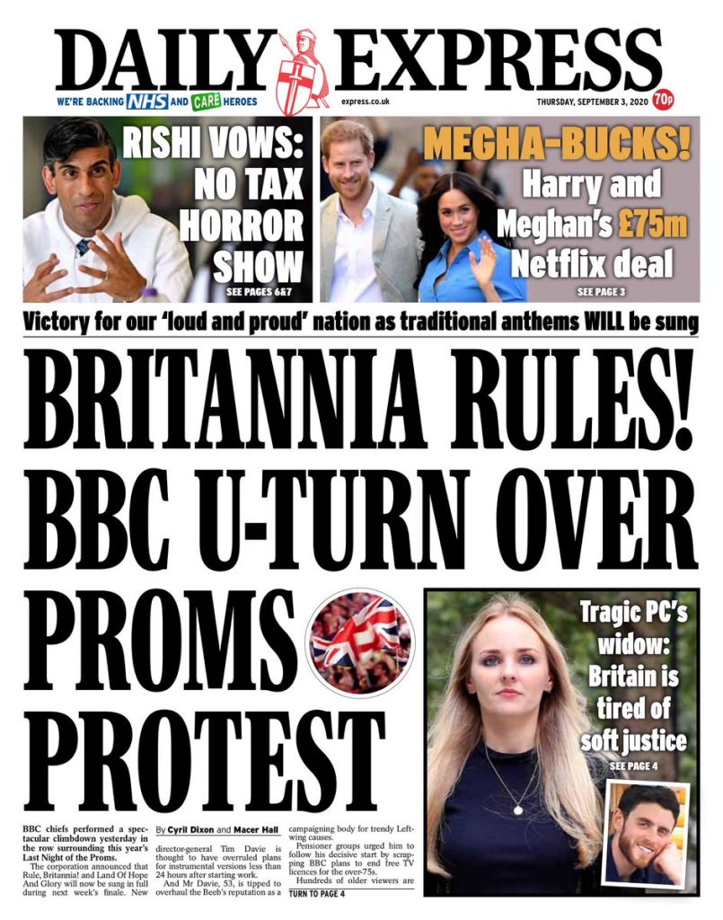 Daily Express Front Page 3rd of September 2020 - Tomorrow's Papers Today!