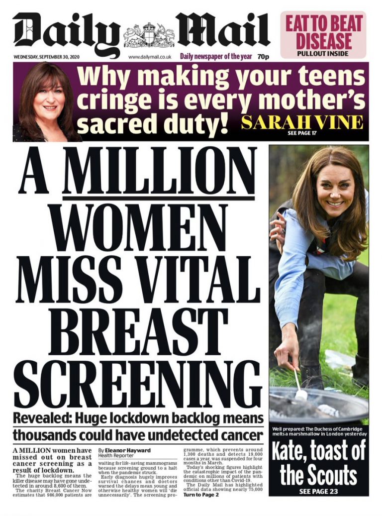 Daily Mail Front Page 30th of September 2020 - Tomorrow's Papers Today!