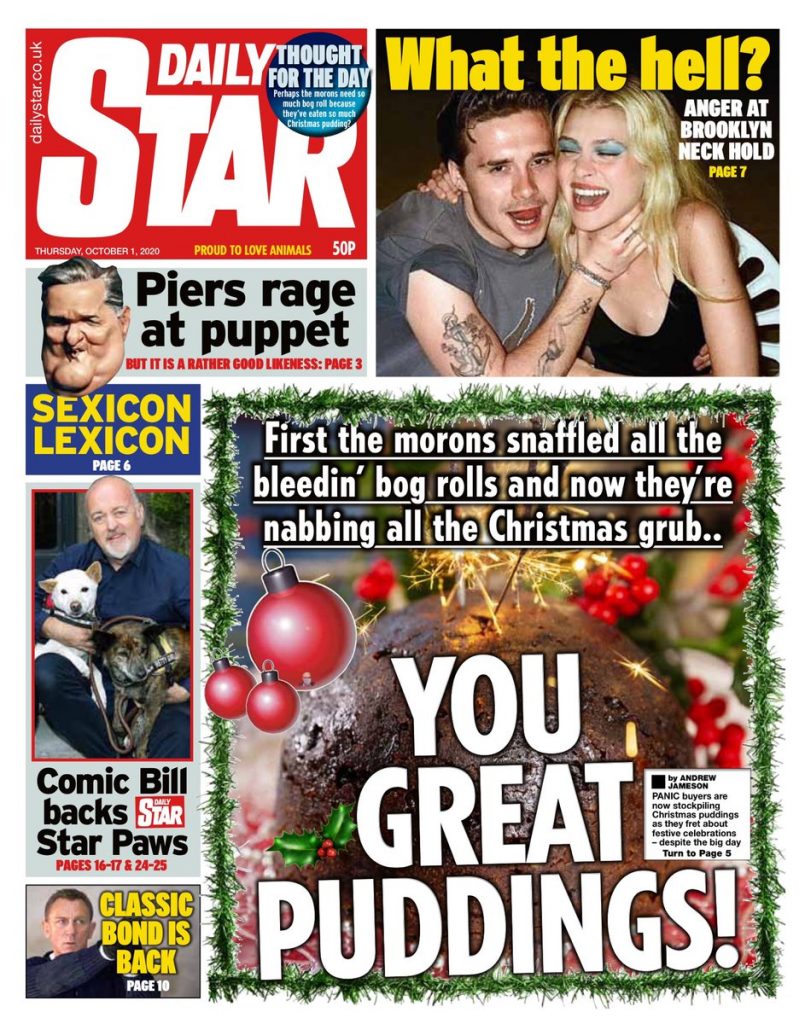 Daily Star Front Page 1st of October 2020 - Tomorrow's Papers Today!