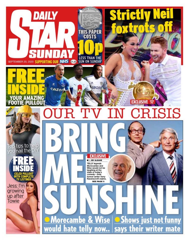 Daily Star Sunday Front Page 20th of September 2020 - Tomorrow's Papers ...