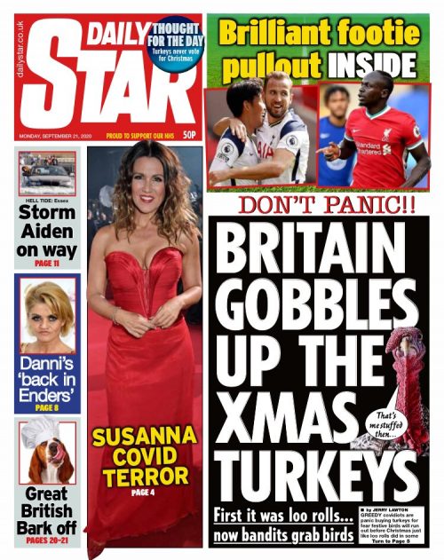 Daily Star Front Page 21st of September 2020 - Tomorrow's Papers Today!