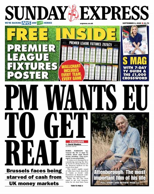 Sunday Express Front Page 6th of September 2020 - Tomorrow's Papers Today!