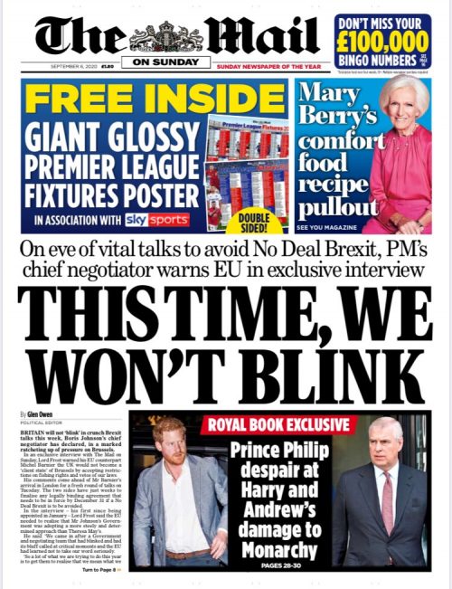 Sunday Mail Front Page 6th of September 2020 - Tomorrow's Papers Today!