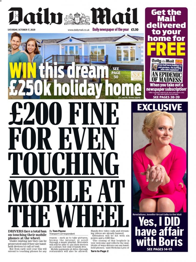 Daily Mail Front Page 17th of October 2020 - Tomorrow's Papers Today!
