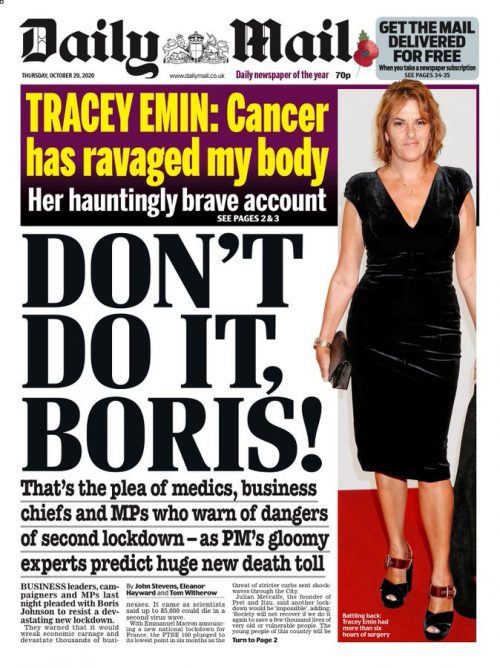 Daily Mail Front Page 29th of October 2020 - Tomorrow's Papers Today!