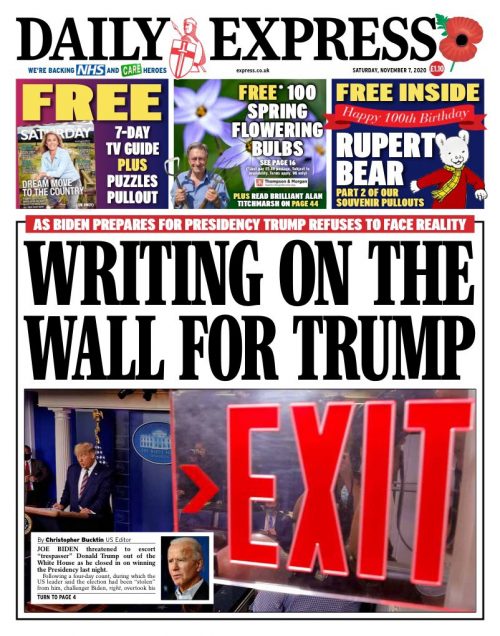 Daily Express Front Page 7th of November 2020 - Tomorrow's Papers Today!