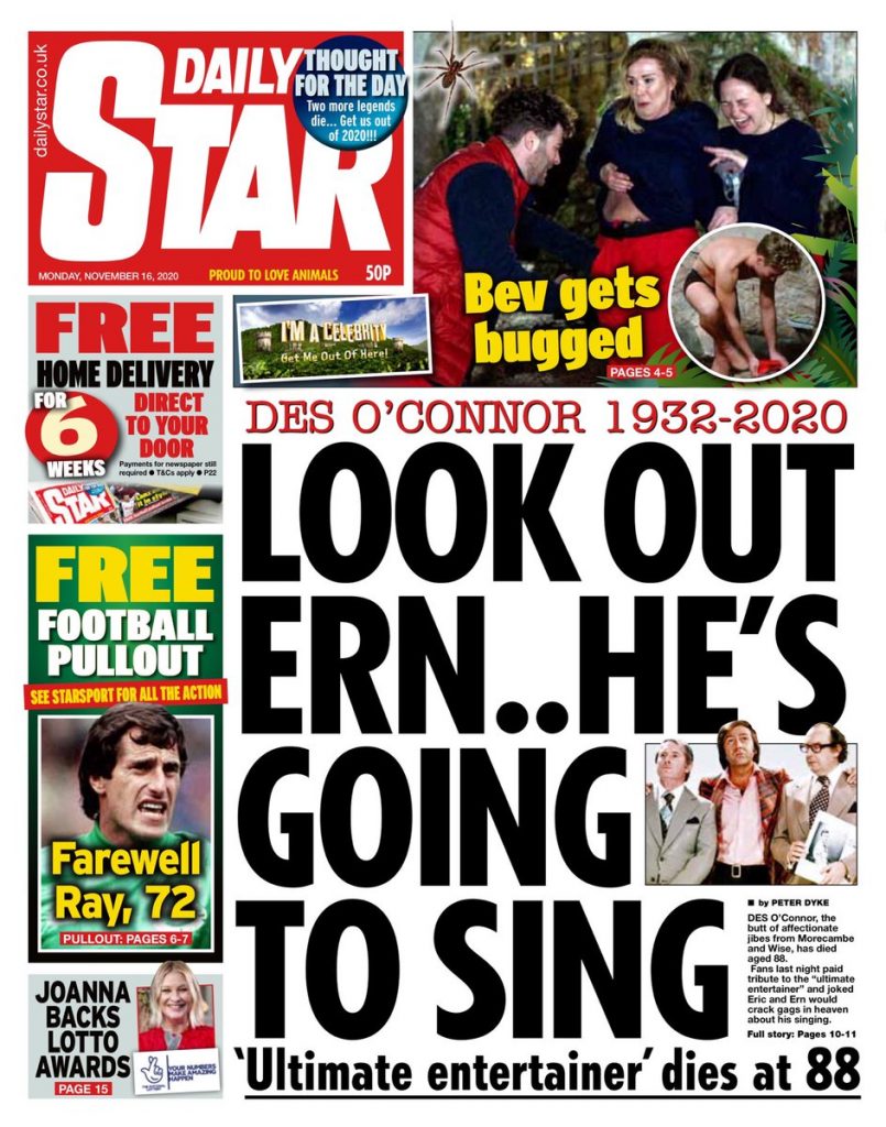 Daily Star Front Page 16th of November 2020 - Tomorrow's Papers Today!