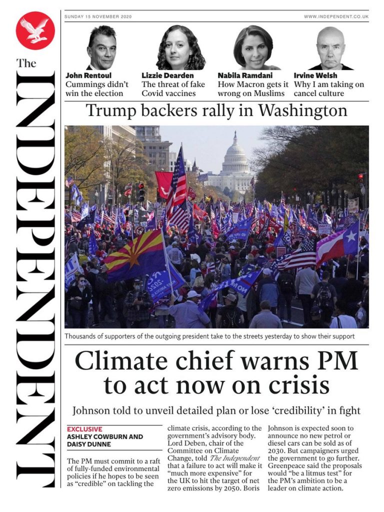 Independent on Sunday Front Page 15th of November 2020 - Tomorrow's ...
