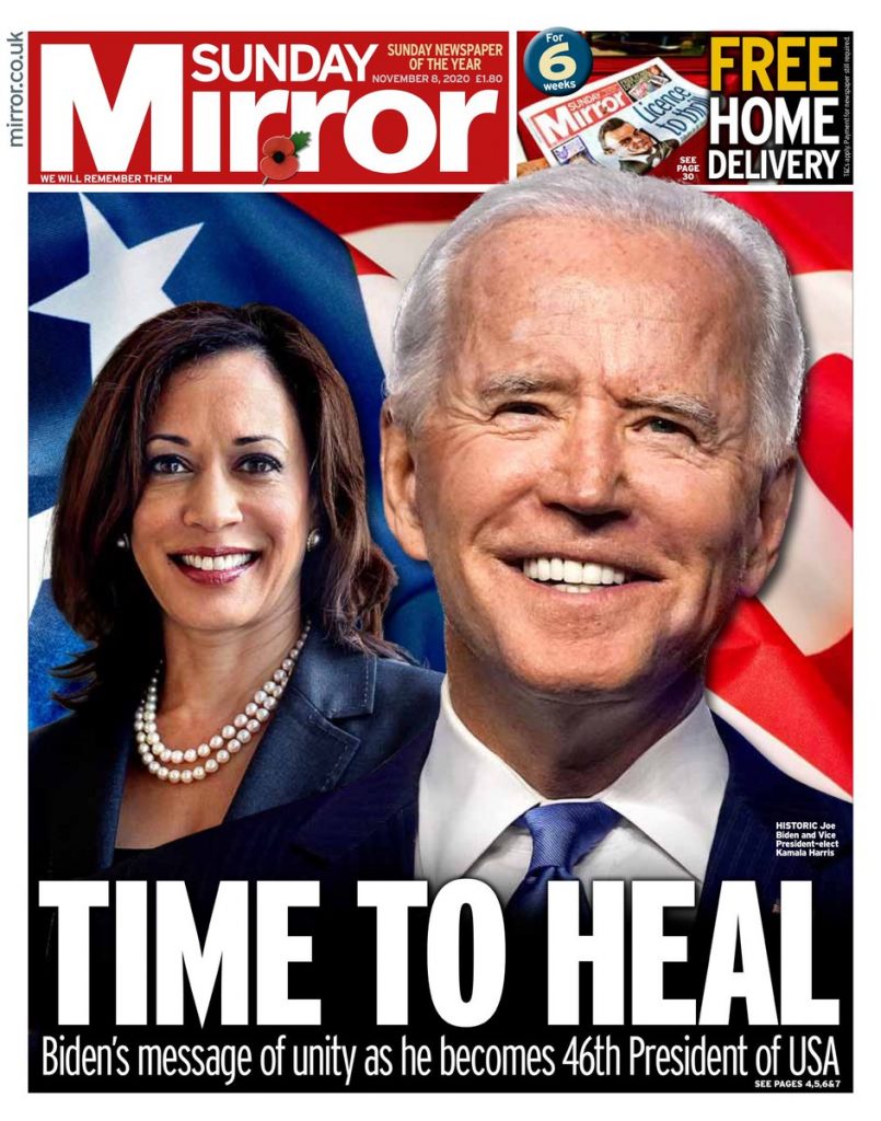 Sunday Mirror Front Page 8th of November 2020 - Tomorrow's Papers Today!