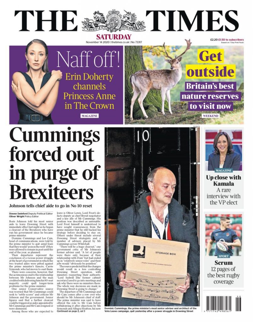 Times Front Page 14th of November 2020 - Tomorrow's Papers Today!