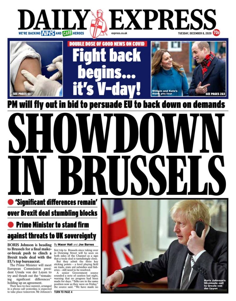 Daily Express Front Page 8th of December 2020 - Tomorrow's Papers Today!