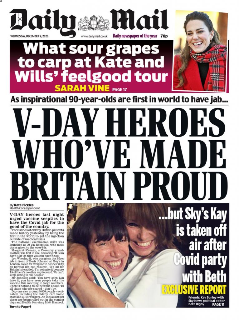 Daily Mail Front Page 9th of December 2020 - Tomorrow's Papers Today!