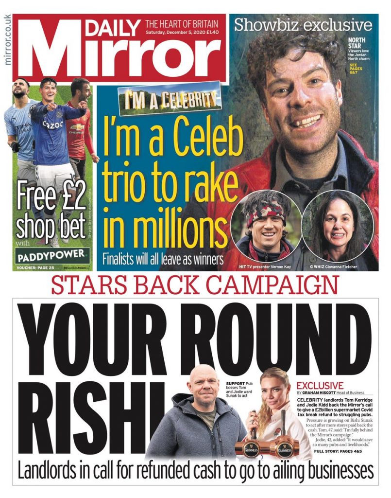 Daily Mirror Front Page 5th of December 2020 - Tomorrow's Papers Today!