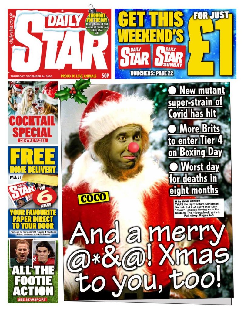 Daily Star Front Page 24th of December 2020 - Tomorrow's Papers Today!