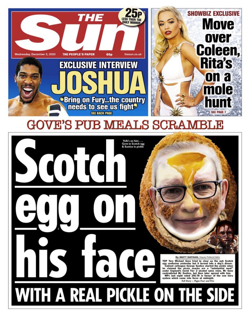 Sun Front Page 2nd of December 2020 - Tomorrow's Papers Today!