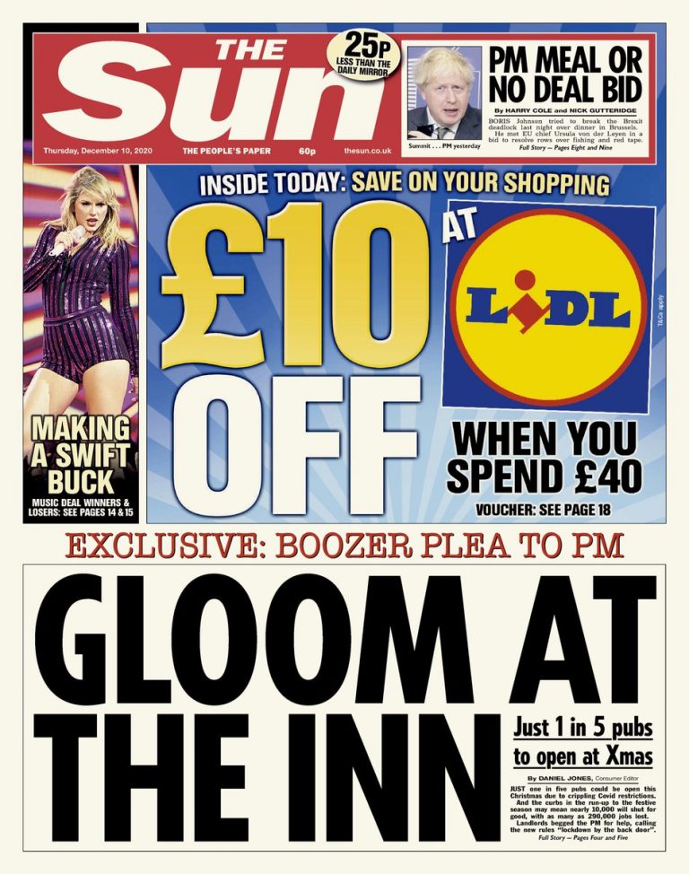 Sun Front Page 10th of December 2020 - Tomorrow's Papers Today!