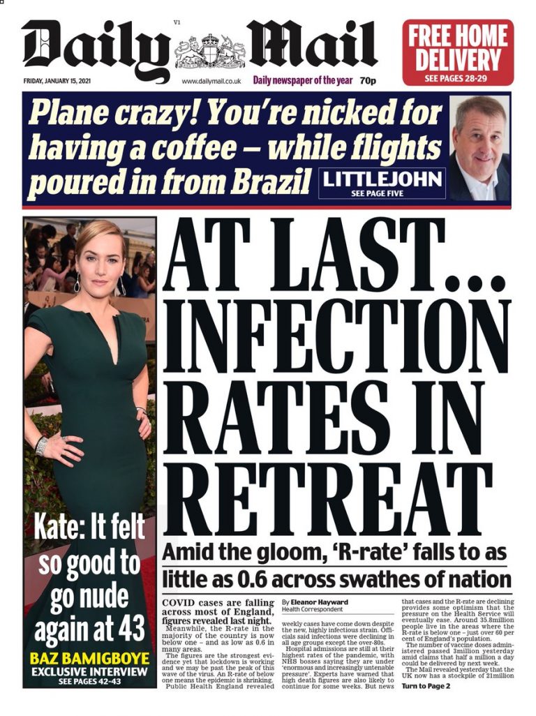 Daily Mail Front Page 15th of January 2021 - Tomorrow's Papers Today!