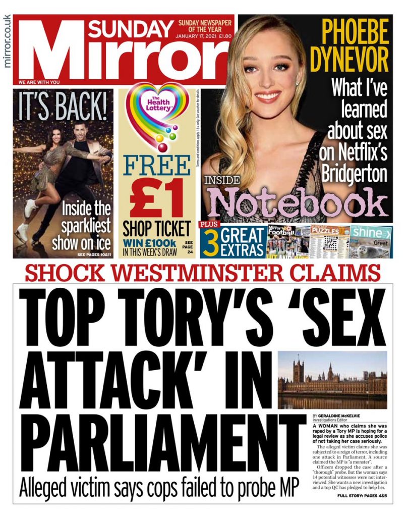 Sunday Mirror Front Page 17th of January 2021 - Tomorrow's Papers Today!