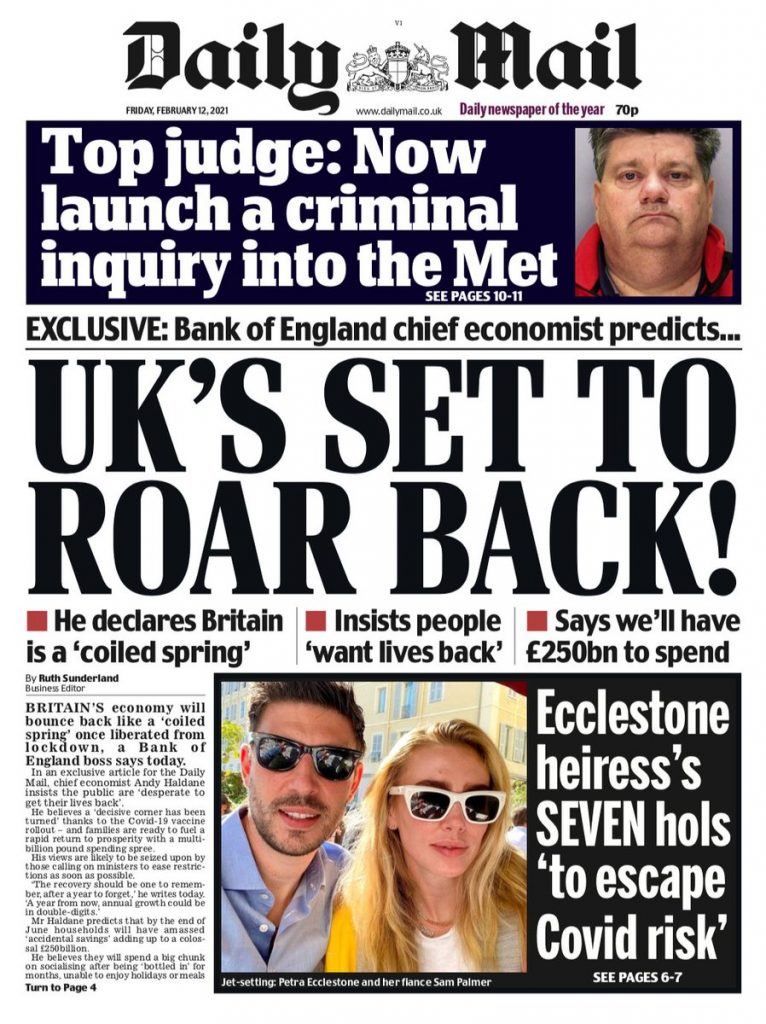 Daily Mail Front Page 12th of February 2021 - Tomorrow's Papers Today!