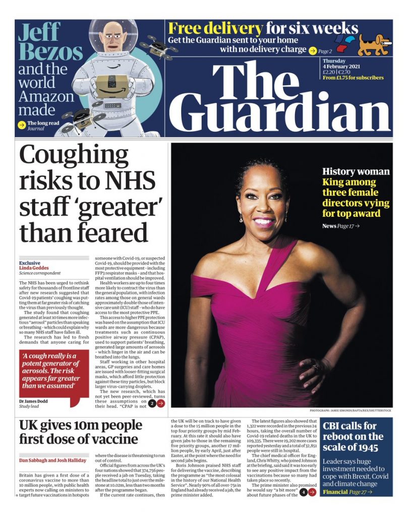 Guardian Front Page 4th of February 2021 - Tomorrow's Papers Today!