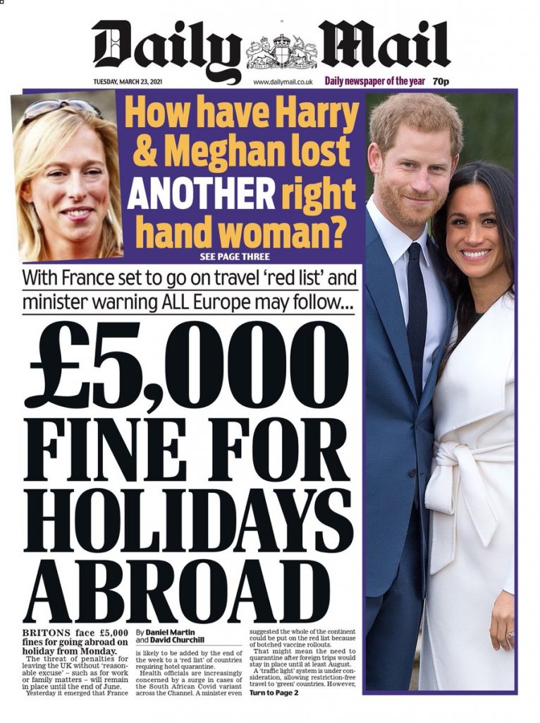 Daily Mail Front Page 23rd of March 2021 - Tomorrow's Papers Today!