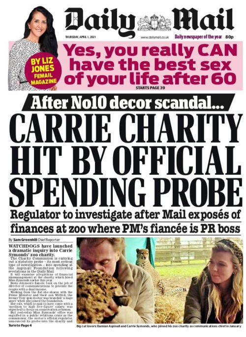 Daily Mail Front Page 1st of April 2021 - Tomorrow's Papers Today!