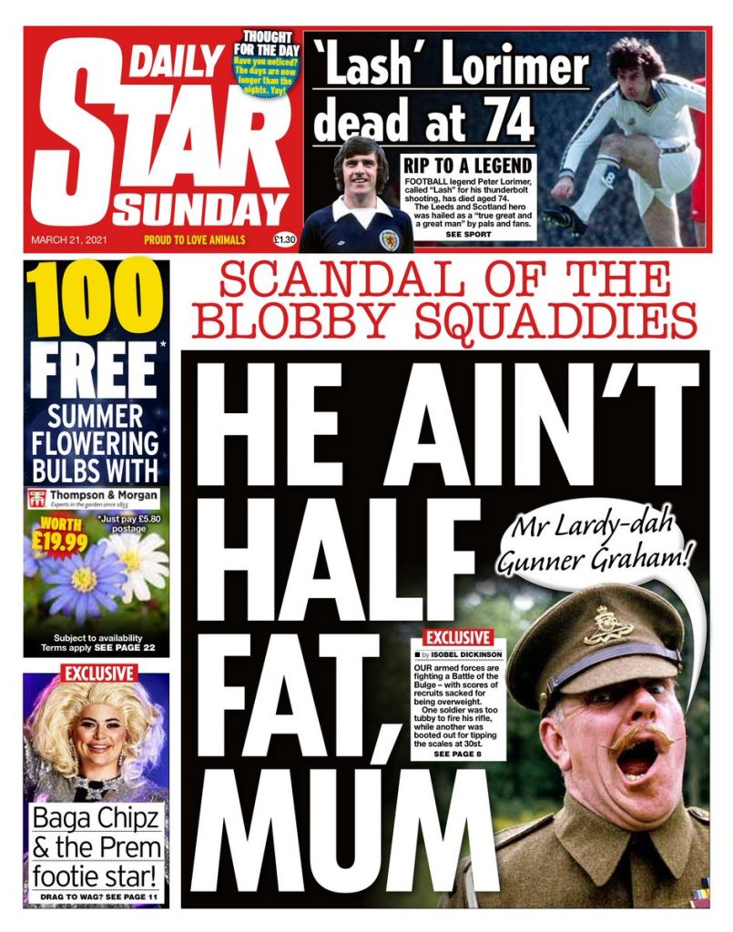 Daily Star Sunday Front Page 21st of March 2021 - Tomorrow's Papers Today!