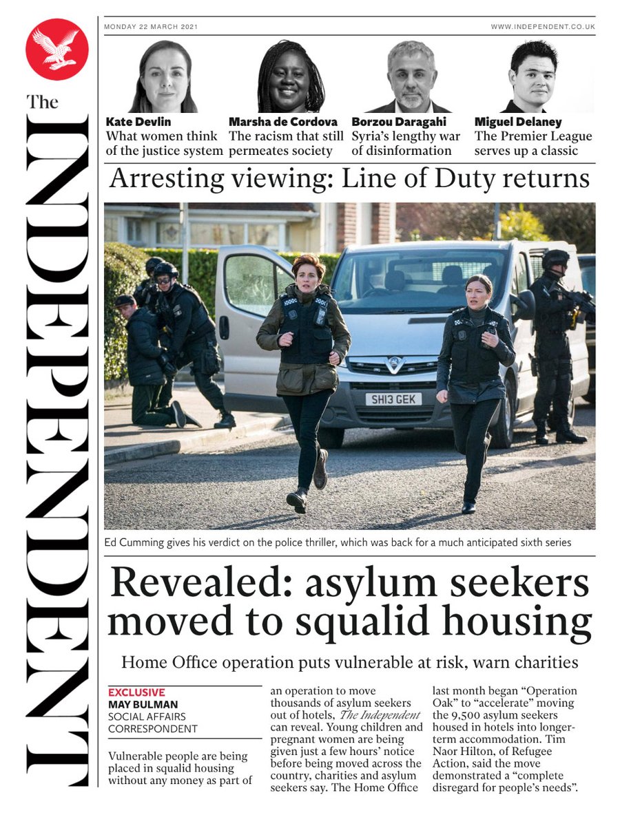 Independent Front Page 22nd of March 2021 - Tomorrow's Papers Today!