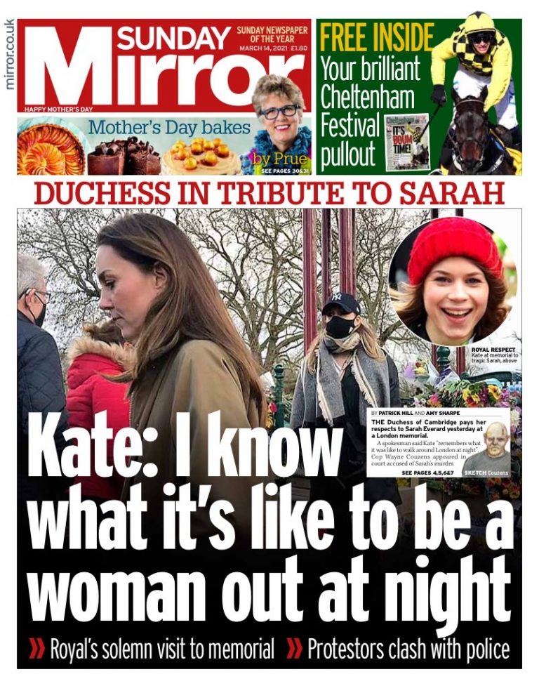 Sunday Mirror Front Page 14th of March 2021 - Tomorrow's Papers Today!