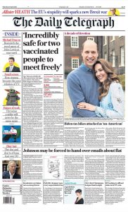 Daily Telegraph Front Page 29th of April 2021 - Tomorrow's Papers Today!