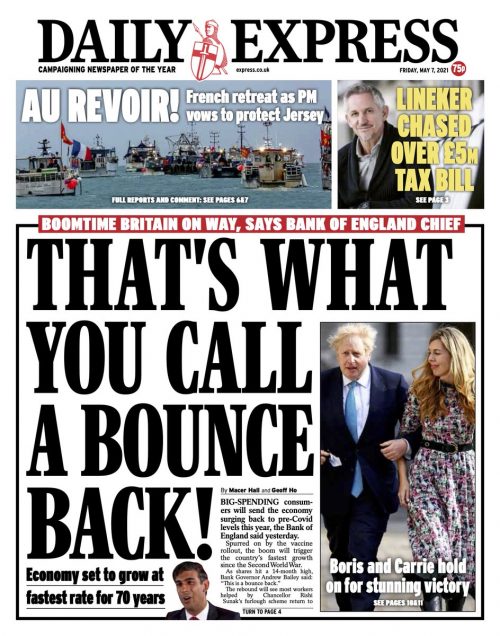Daily Express Front Page 7th of May 2021 - Tomorrow's Papers Today!