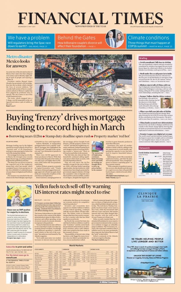 Financial Times Front Page 5th of May 2021 - Tomorrow's Papers Today!