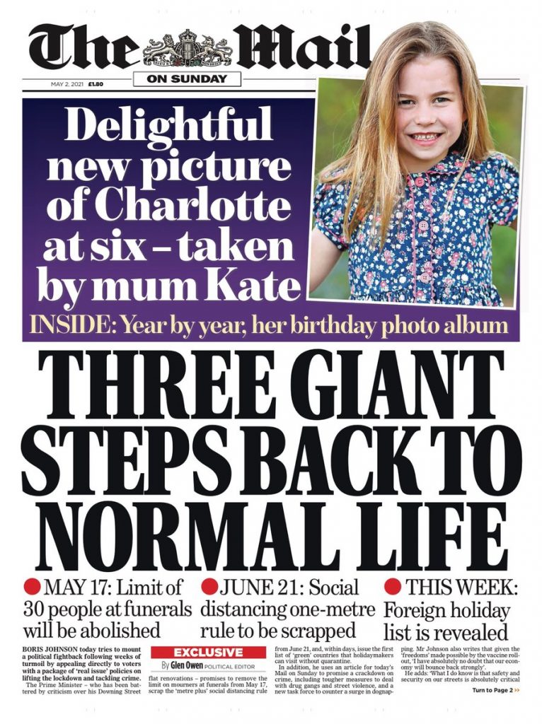 Mail on Sunday Front Page 2nd of May 2021 - Tomorrow's Papers Today!