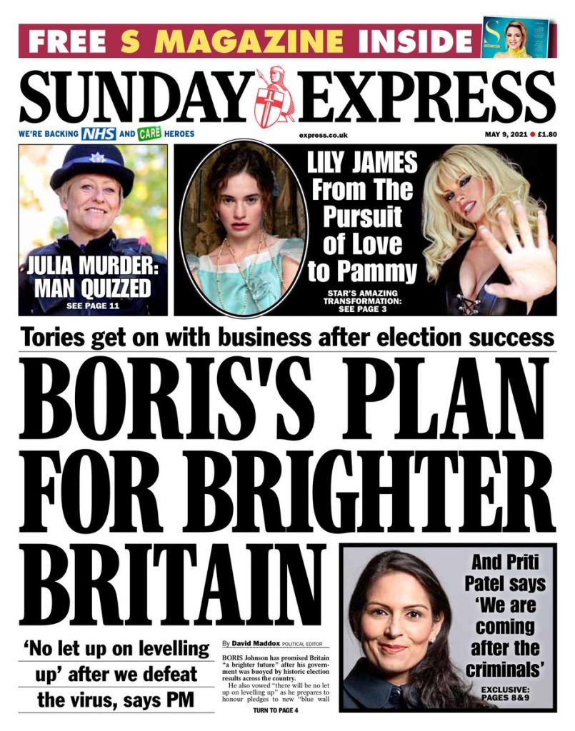 Sunday Express Front Page 9th of May 2021 - Tomorrow's Papers Today!