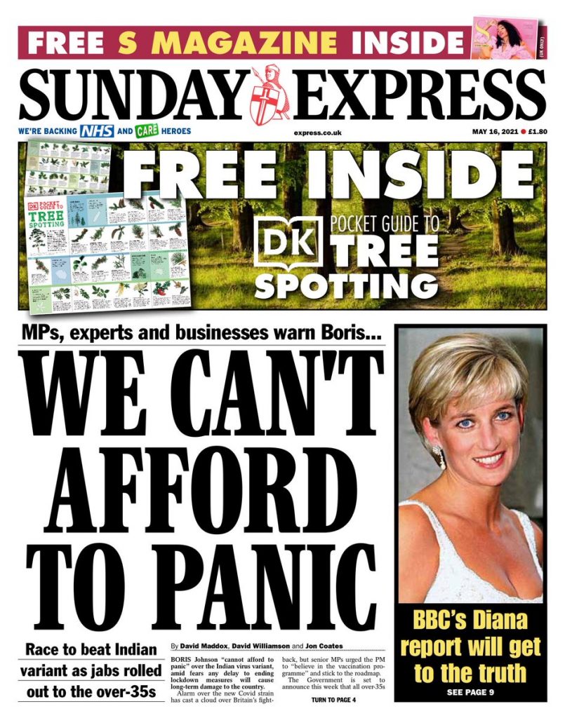 Sunday Express Front Page 16th of May 2021 - Tomorrow's Papers Today!