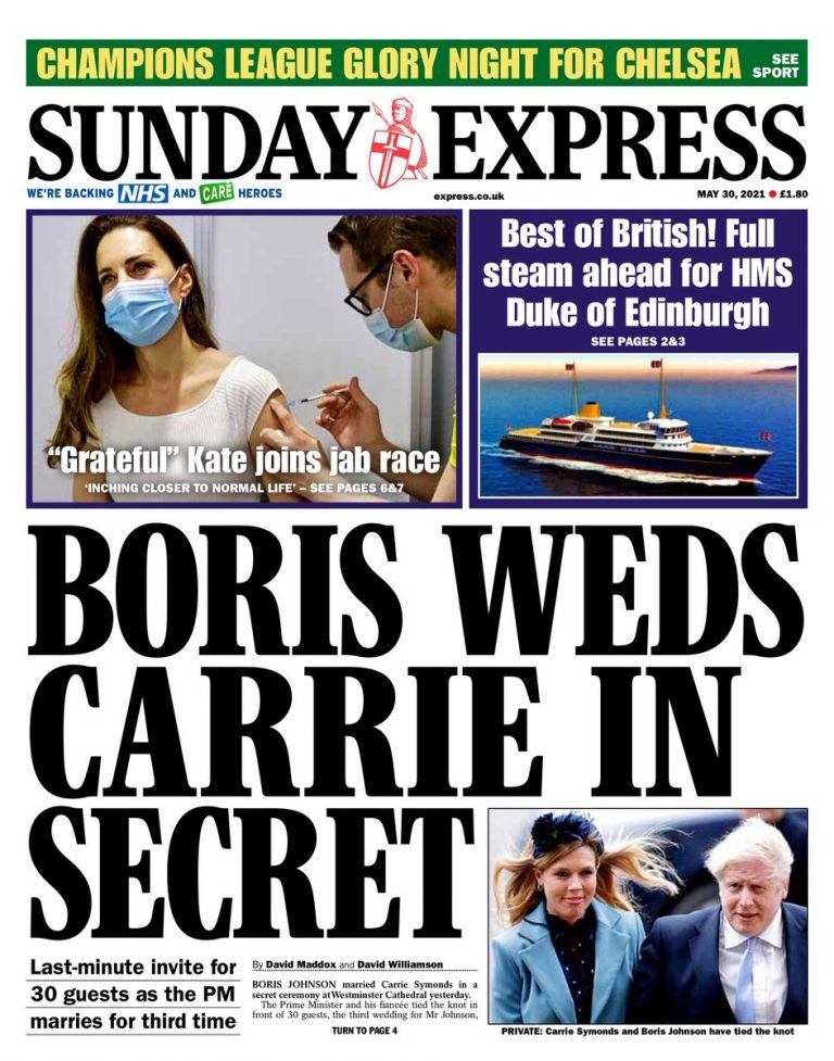 Sunday Express Front Page 16th of May 2021 - Tomorrow's Papers Today!
