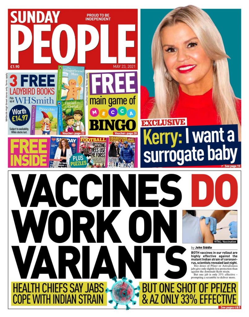 Sunday People Front Page 23rd of May 2021 - Tomorrow's Papers Today!