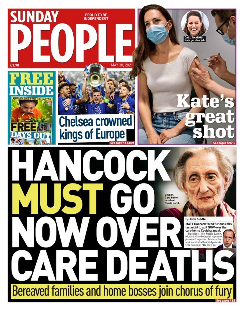 Sunday People Front Page 30th of May 2021 - Tomorrow's Papers Today!
