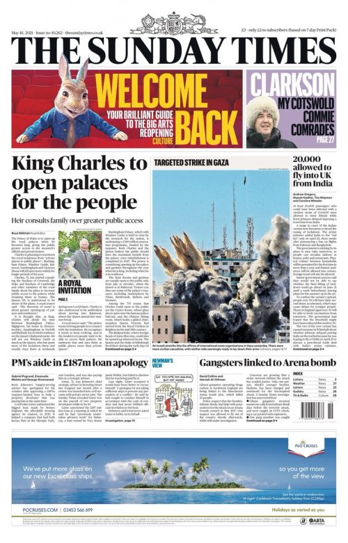 Sunday Times Front Page 16th of May 2021 - Tomorrow's Papers Today!
